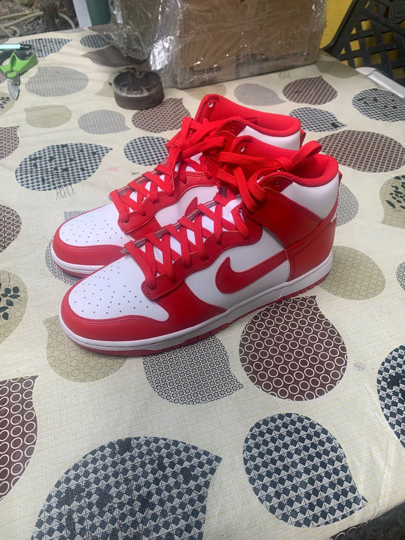 Dunk High University Red, Men's Fashion, Footwear, Sneakers on Carousell