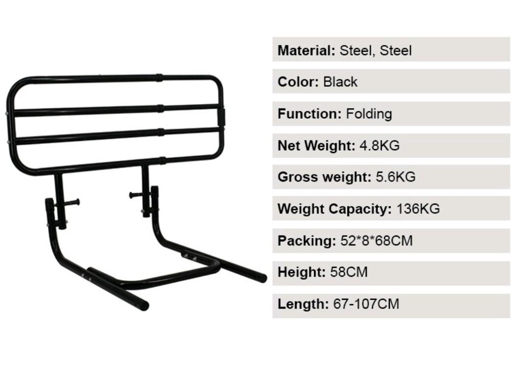 Extendable Bedside Railing, Health & Nutrition, Assistive ...