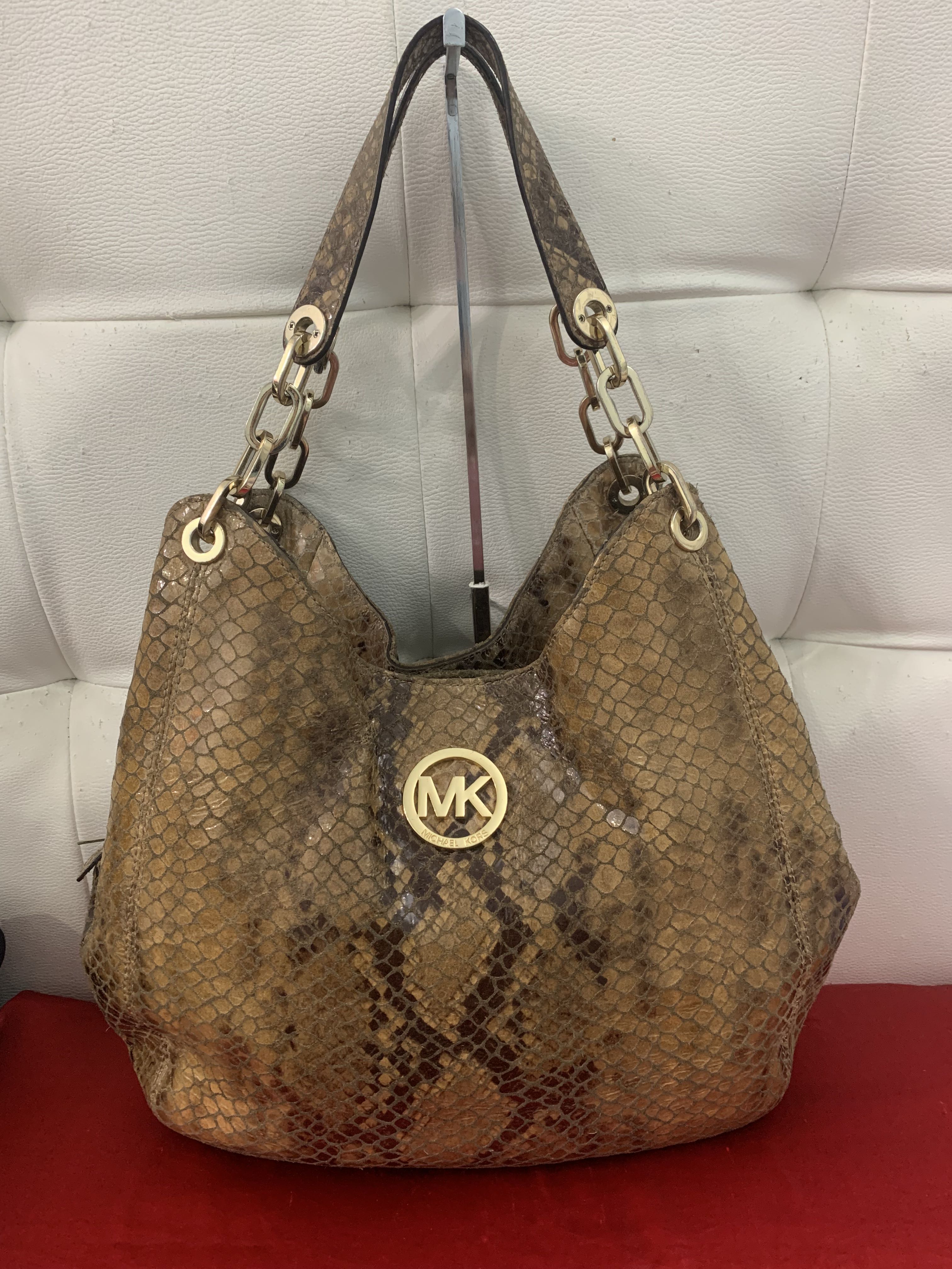 Michael Kors Python Handbag, Women's Fashion, Bags & Wallets, Clutches ...
