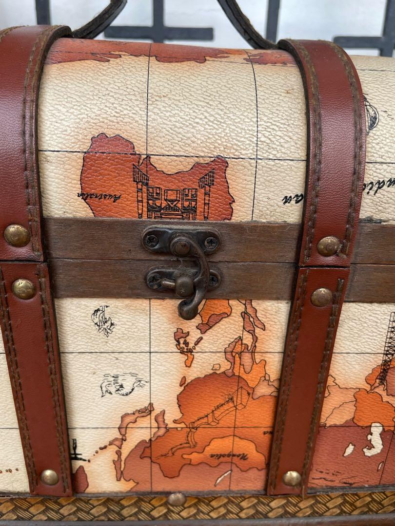 Mini world map trunk ( table top size ) , Furniture & Home Living, Home ...