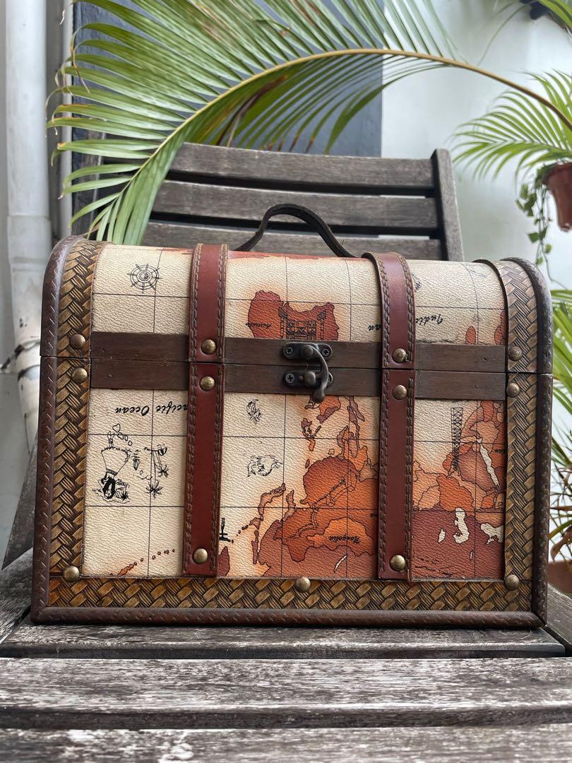 Mini world map trunk ( table top size ) , Furniture & Home Living, Home ...