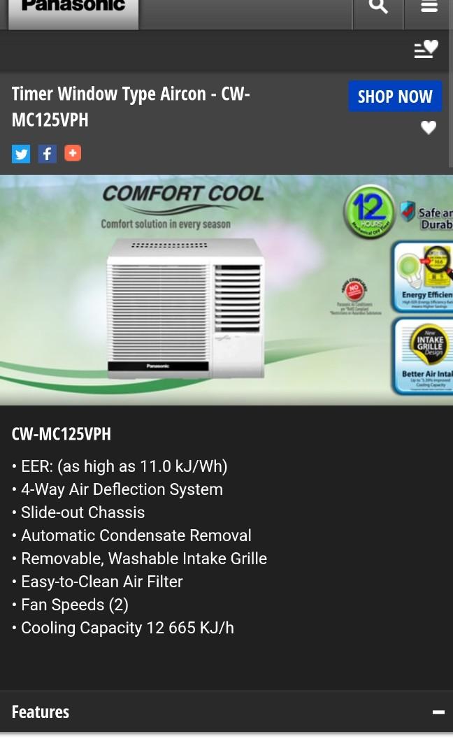 PANASONIC WINDOW TYPE AC, TV & Home Appliances, Air Conditioning and ...