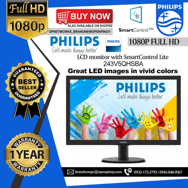 PHILIPS 23.6” 243V5QHSBA/71 DVI / HDMI / VGA, Computers & Tech, Parts ...