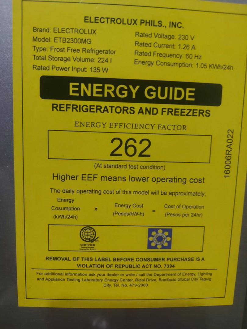 REFRIGERATOR INVERTER 2- DOOR ELECTROLUX, TV & Home Appliances, Kitchen Appliances ...