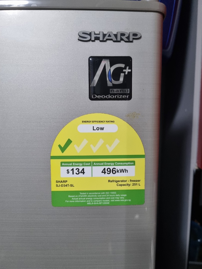 SHARP Refrigerator SJ-D34T, TV & Home Appliances, Other Home Appliances ...
