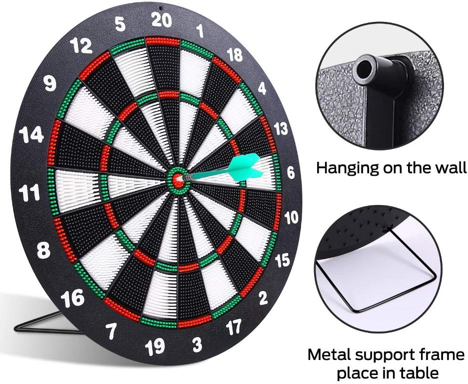 Theefun Safety Dart Board Set -16 Inch Rubber Dartboard Game with 6 ...