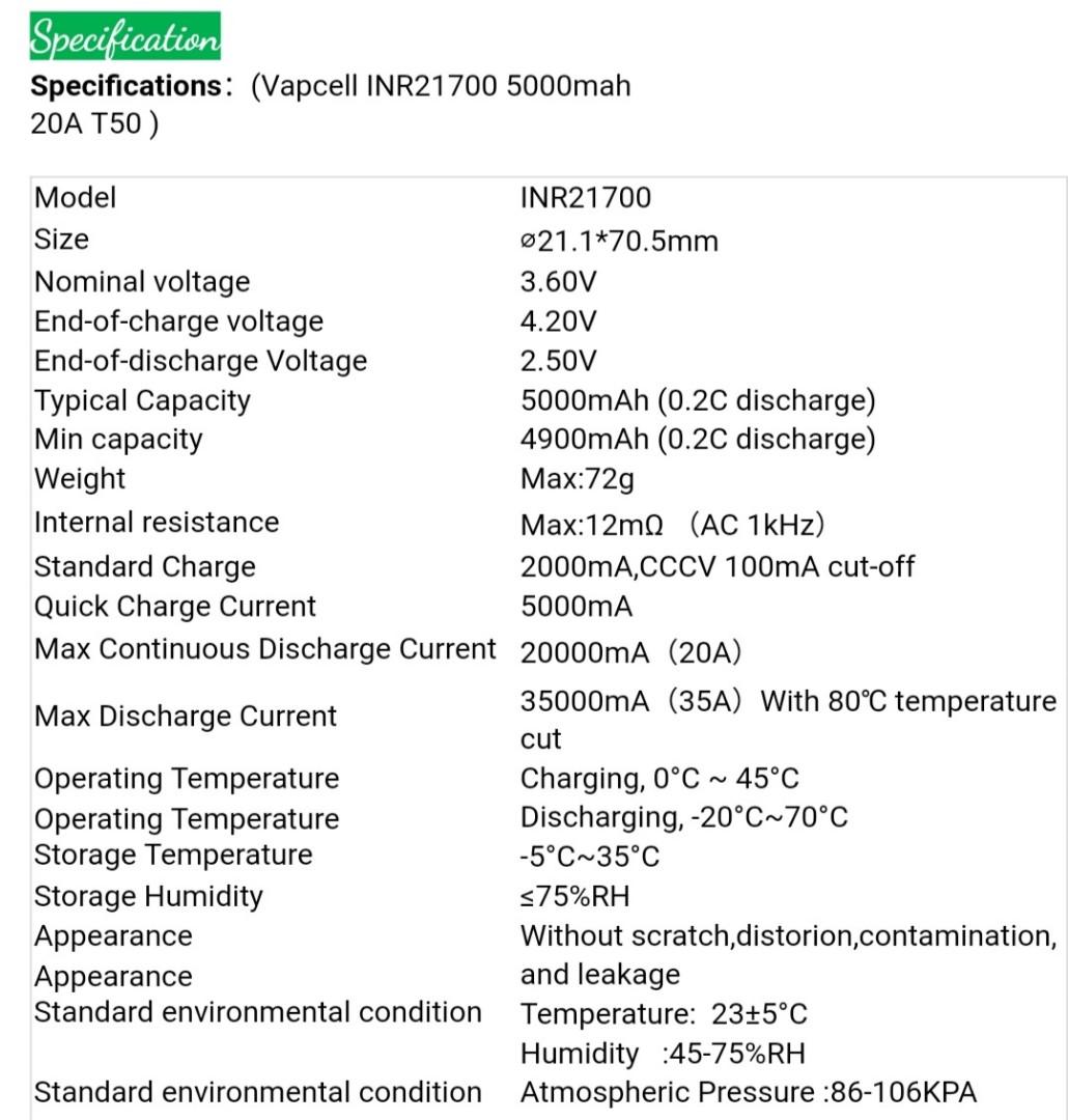 (SOLD OUT) Vapcell T50 Flat Top 20Amp CDR 35Amp Max Li-Ion Rechargeable ...