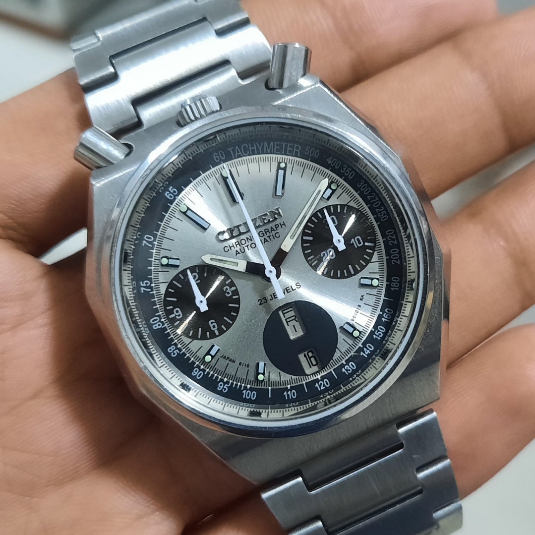 Vintage Citizen 67-9356 "Bullhead Panda" Chronograph Automatic Watch ...