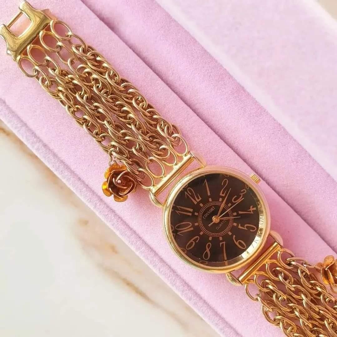 Vintage Gold Tone Consort Brand Metal Watch, Women's Fashion, Watches ...