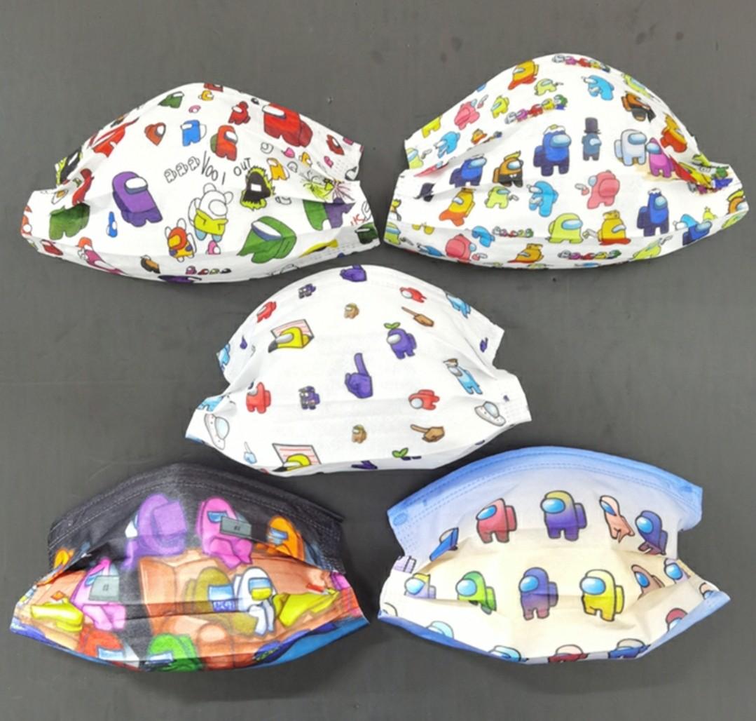 50pcs Mixed Among Us design kids face mask, Health & Nutrition, Face ...