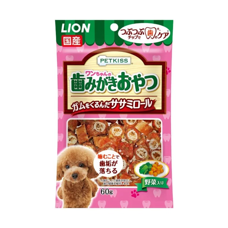 (現貨) 獅王 Lion Petkiss 碎屑牙齒護理 蔬菜雞肉卷 60g (日本製), 寵物用品, 寵物食品 - Carousell