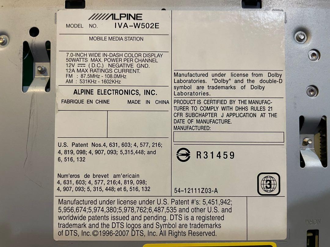 Alpine IVA-W502E head unit, Car Accessories, Accessories on Carousell