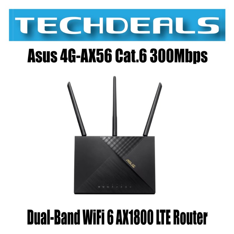 Asus 4G-AX56 Cat.6 300Mbps Dual-Band WiFi 6 AX1800 LTE Router ...