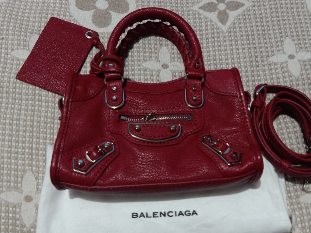 Balenciaga Metallic Edge nano maroon, Luxury, Bags & Wallets on Carousell