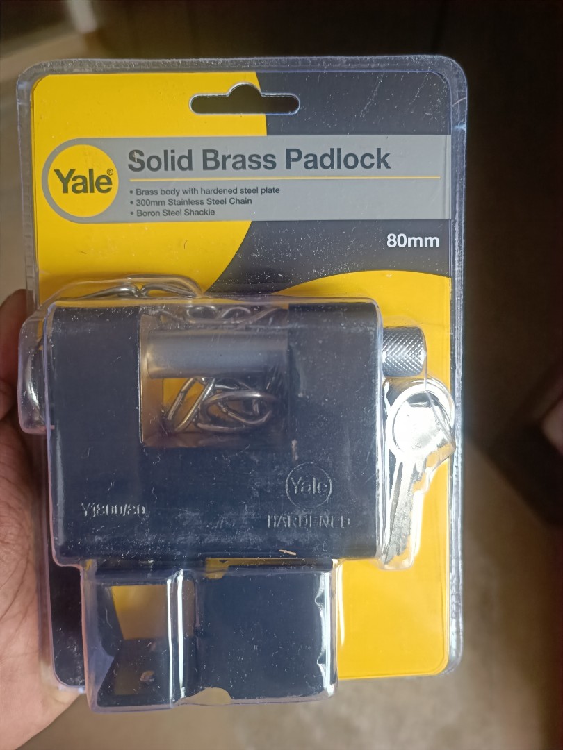 BNIB unopened Yale solid brass padlock, Furniture & Home Living ...