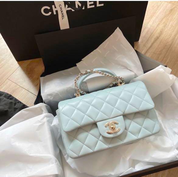 Chanel mini cf handle 22P light blue, Women's Fashion, Bags & Wallets ...