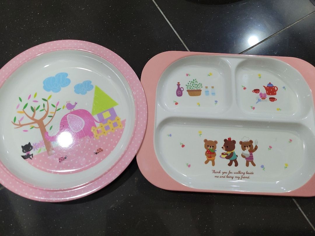 Daiso Cartoons Malemine Plate, Babies & Kids, Nursing & Feeding ...