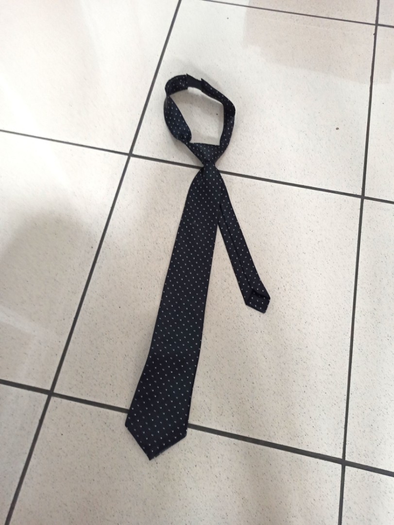 Dasi pria hitam motif bintik putih model velcro #MauSamsung, Fesyen ...