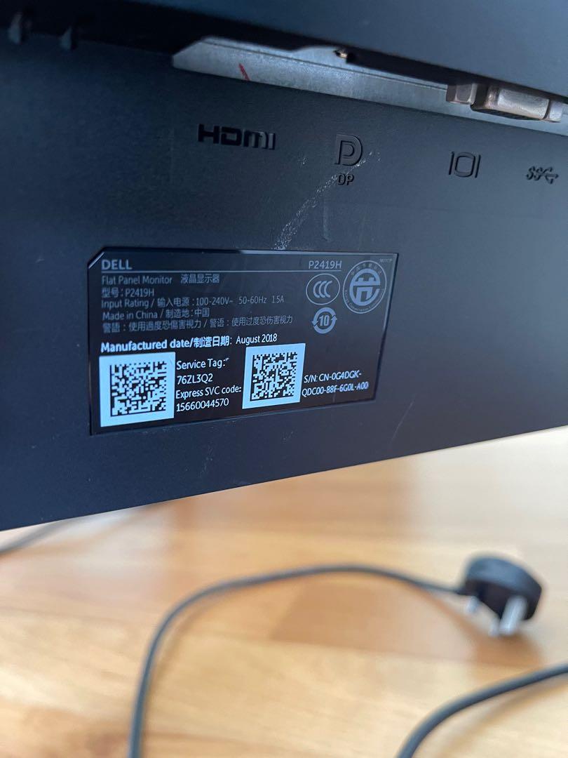 Dell monitor P2419H, Computers & Tech, Parts & Accessories, Monitor ...