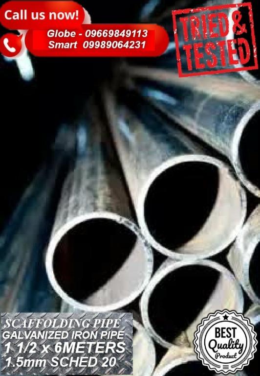 G.I. Pipe 1 1/2 x 6meters S20 Scaffolding Pipe Galvanized Iron Pipe for ...