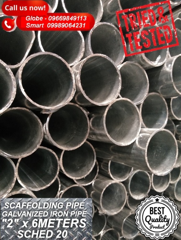 G.I. Pipe 2 x 6meters S20 Scaffolding Pipe Galvanized Iron Pipe Use for ...