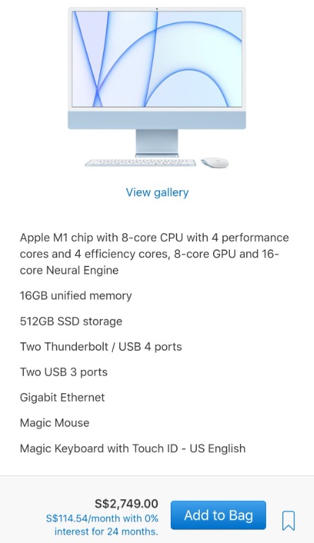 iMac 24inch 16GB unified memory 512GB SSD storage, Computers & Tech ...
