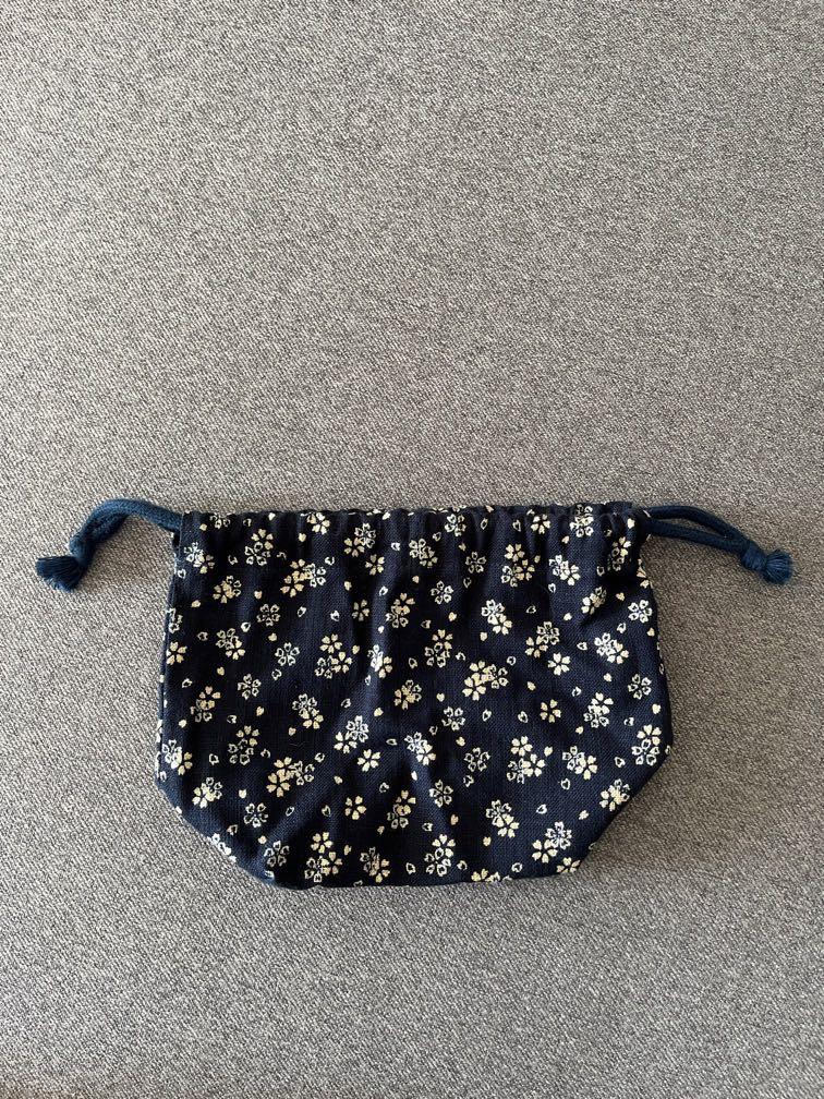 Japanese Import Sakura Pattern Navy Blue Cute Pouch, Women's Fashion ...
