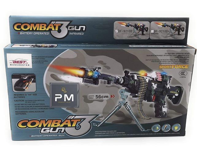 Kids Combat 3 Army Commando Machine Gun Pistol With Lights and Sounds ...