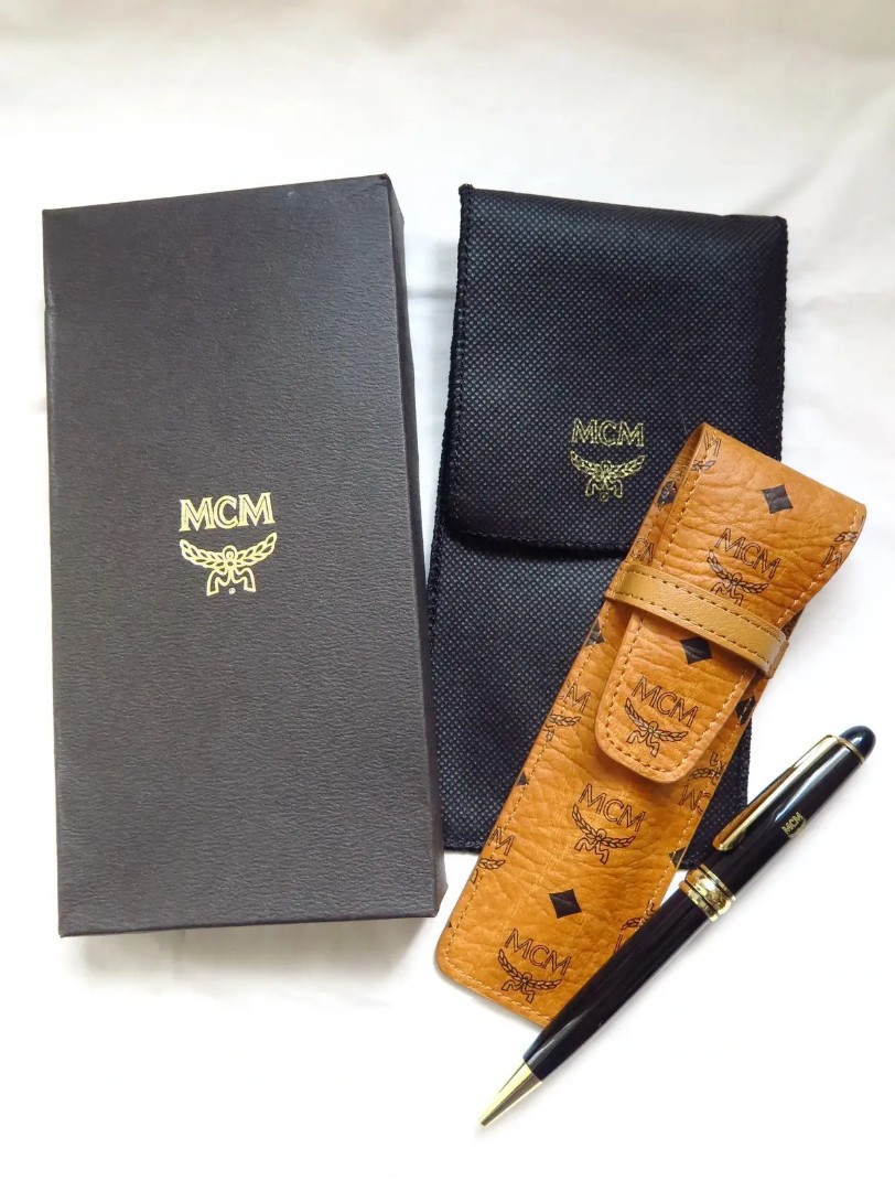 MCM visetos cognac monogram ballpoint pen & case, Men's Fashion ...