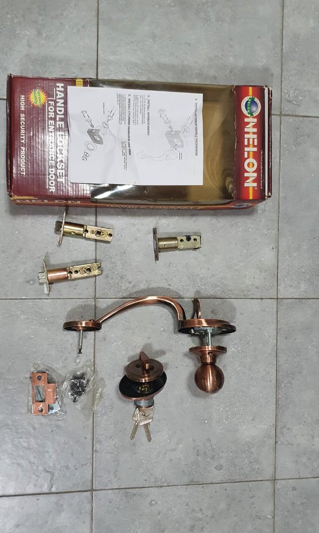 Nelon handle lockset for entrance door, Furniture & Home Living ...