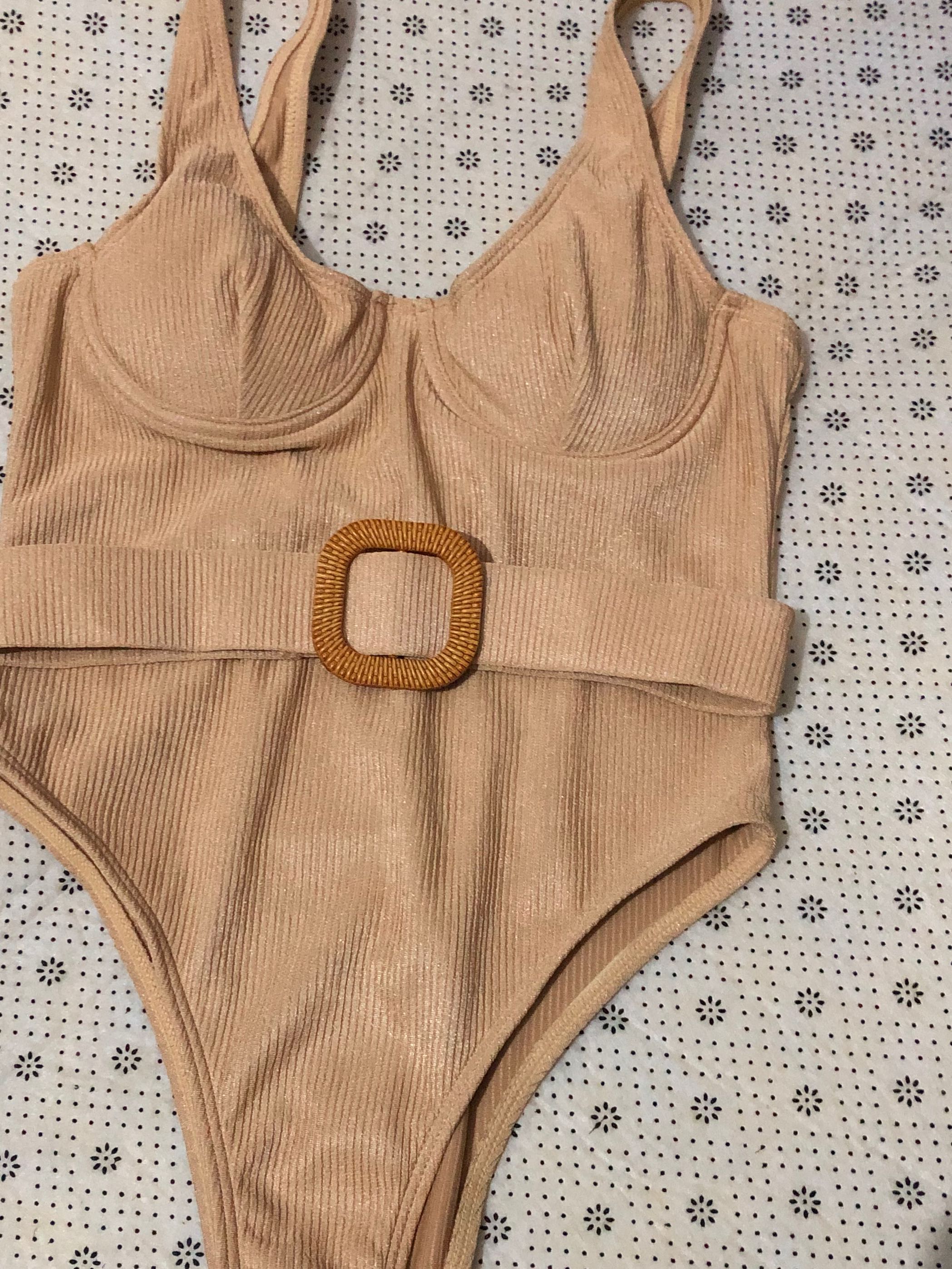 Premium Beige One Piece Bikini, Women's Fashion, Swimwear, Bikinis ...