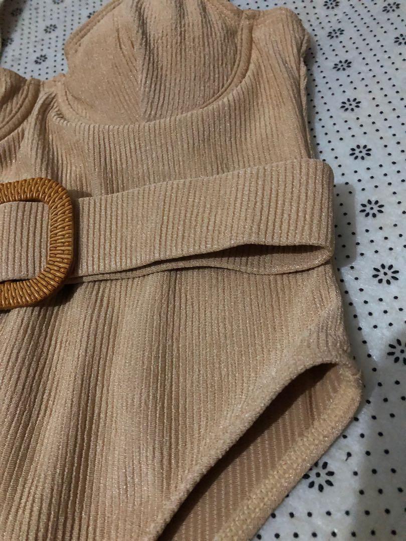 Premium Beige One Piece Bikini, Women's Fashion, Swimwear, Bikinis ...