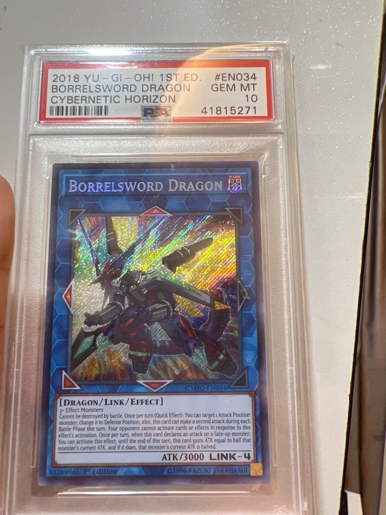 Psa 10 yugioh TCG borrelsword dragon 1st Ed CYHO-EN034, Hobbies & Toys, Toys & Games on Carousell