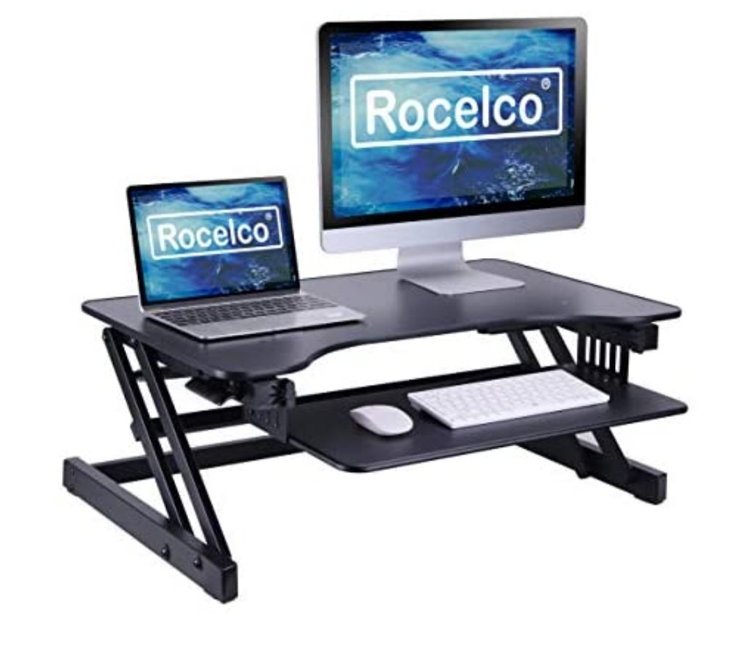 Rocelco Ergonomic Adjustable Desk Riser/32" Wide/EADR-BL, Furniture ...