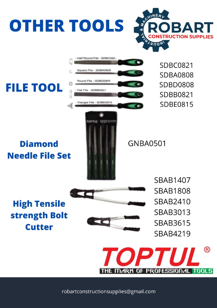 TOPTUL FILE TOOL, FILE SET AND BOLT CUTTER, Commercial & Industrial ...