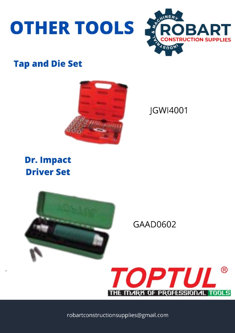 TOPTUL TAP AND DIE SET AND DR. IMPACT DRIVER SET, Commercial ...