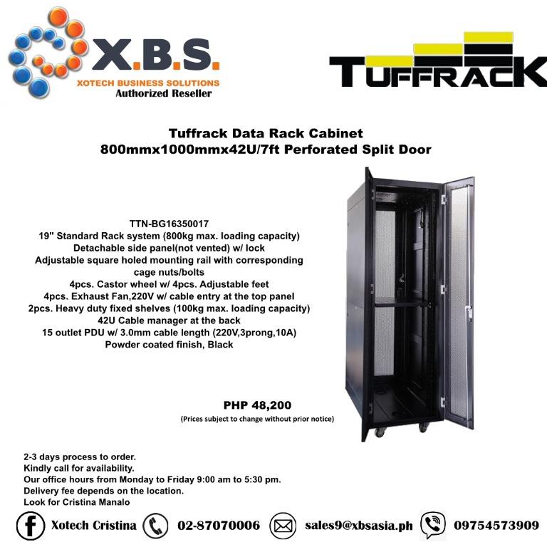 Tuffrack Data Rack Cabinet 800mmx1000mmx42U/7ft Perforated Split Door ...