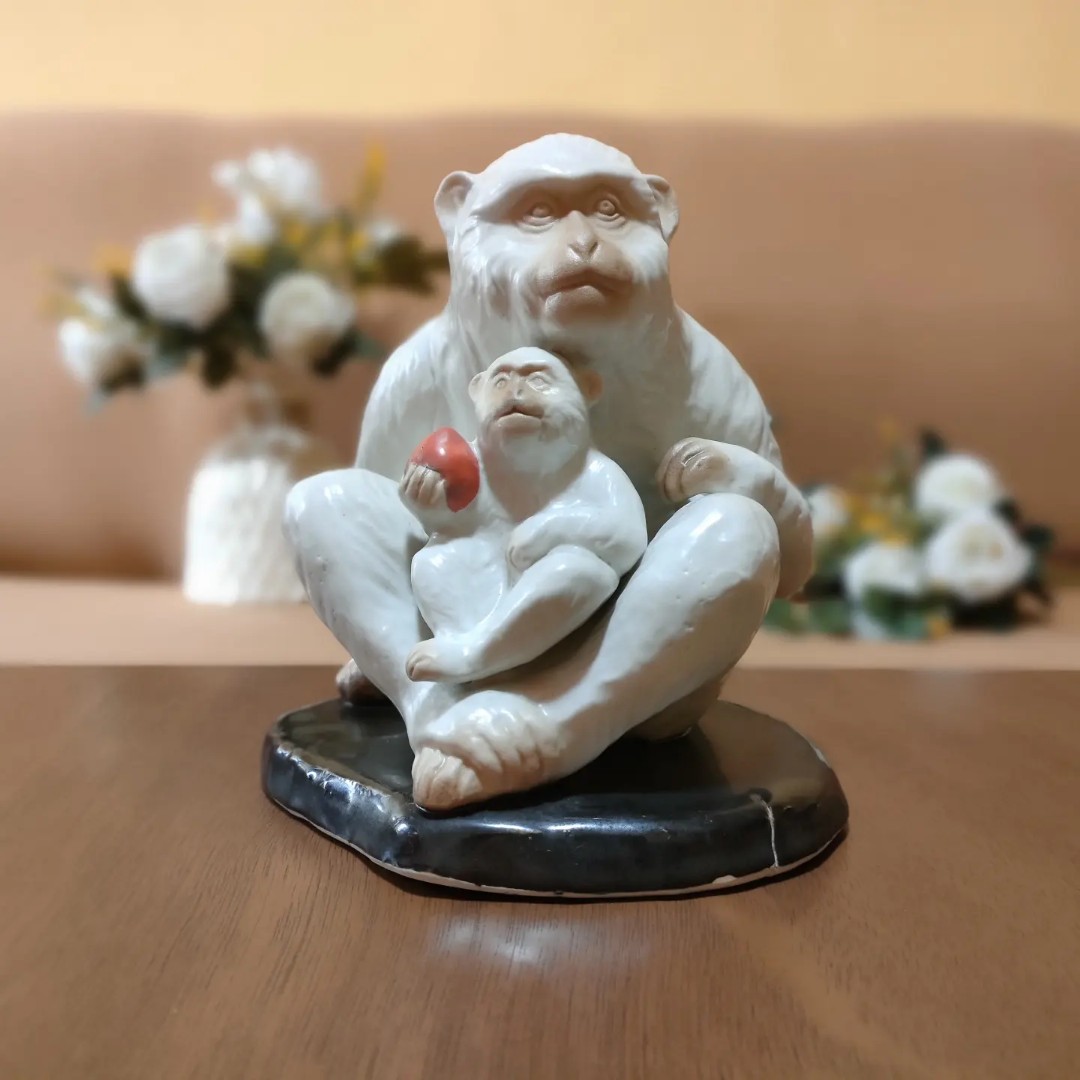 White Monkey Display (Mother & Child) - FOR SALE, Furniture & Home ...