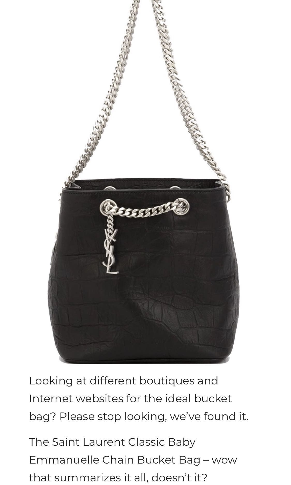 YSL classic baby croc embossed emmanuelle chain bucket bag , Luxury ...