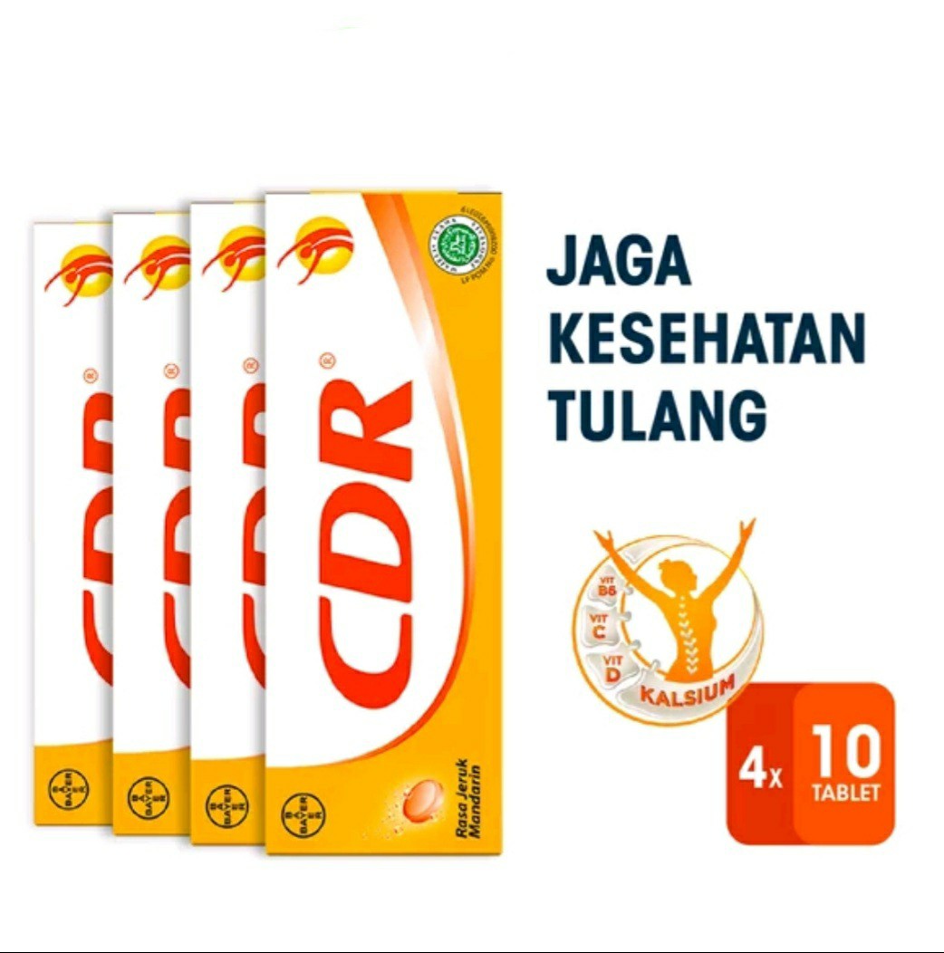 1 paket isi 4 Box CDR Suplemen Kalsium Rasa Jeruk (Isi 10 Tablet x 4 ...