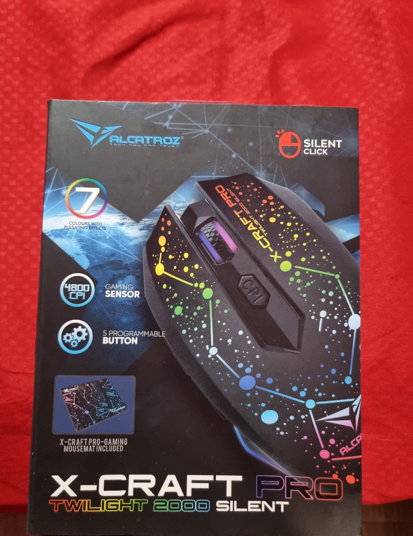 Alcatroz X-Craft Pro Silent Click Series 4800 CPI Gaming Mouse with ...