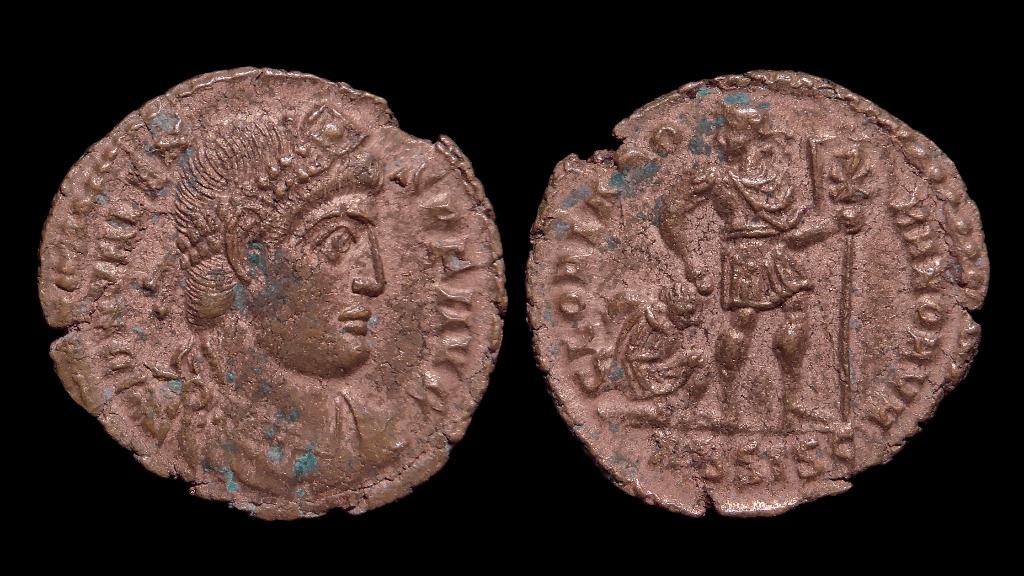 Ancient Roman Coin . VALENS . AD 364-378 . AE3 . Emperor dragging ...