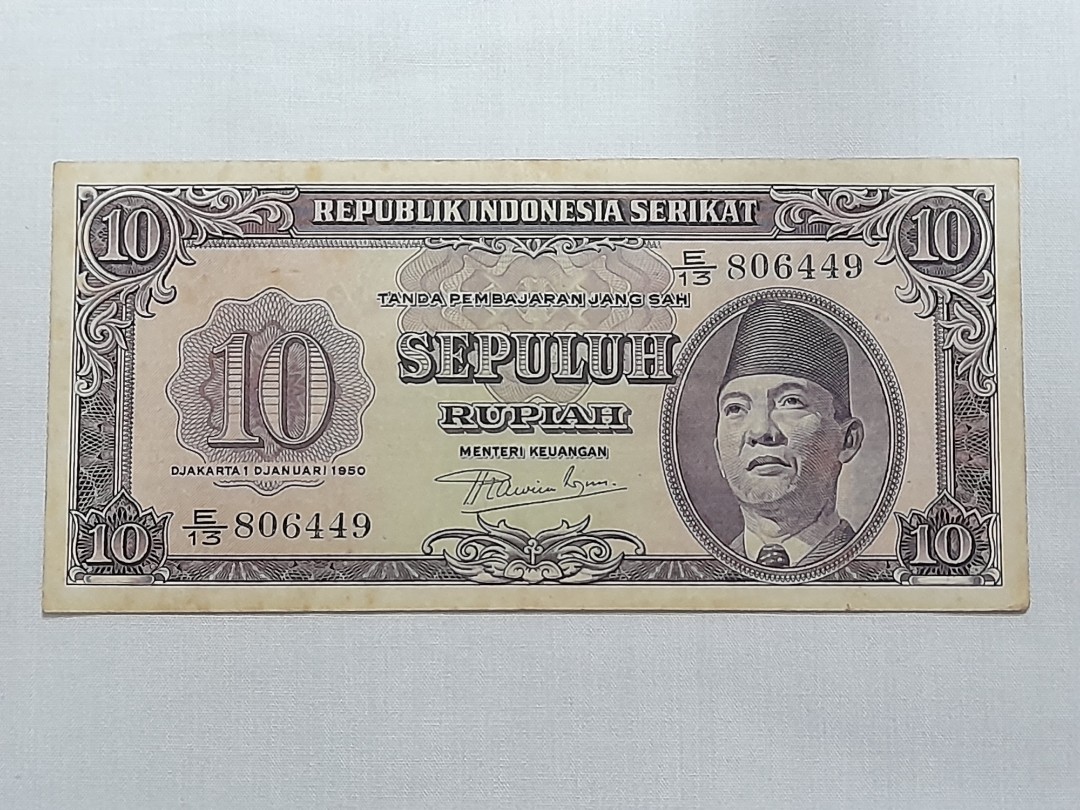 Bank Indonesia 10 Sepuluh Rupiah 1950, Hobbies & Toys, Memorabilia ...