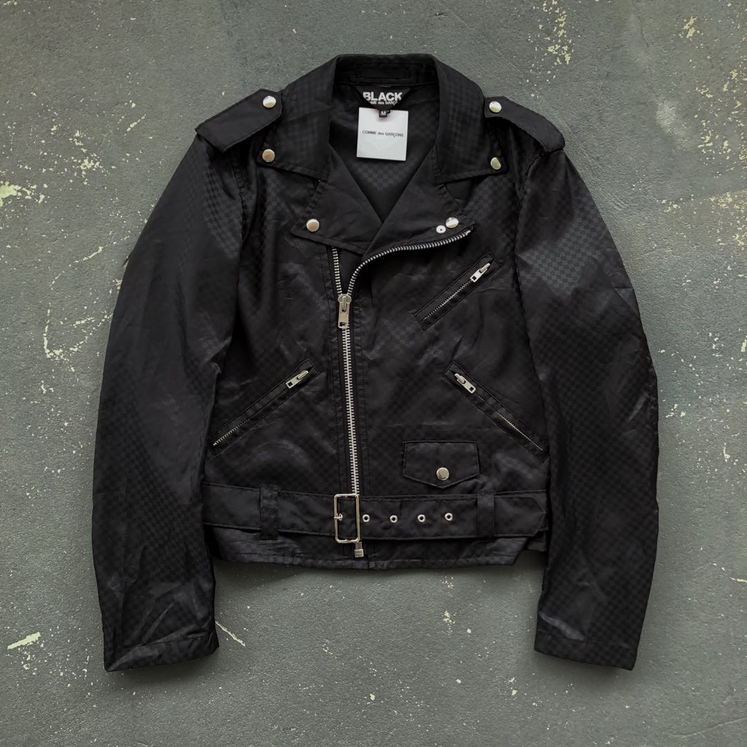 Comme Des Garcons BLACK Checkered Biker Jacket, Men's Fashion, Coats ...