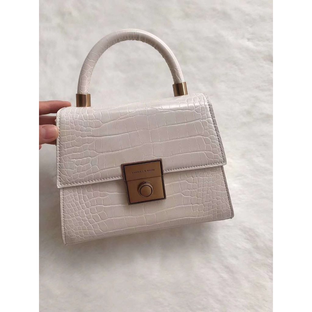 CHARLES & KEITH CROCODILE WHITE BAG, Women's Fashion, Bags & Wallets ...