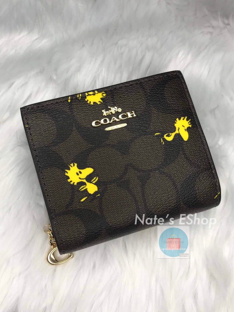 Coach X Peanuts Snap Wallet In Signature Canvas With Woodstock Print ...