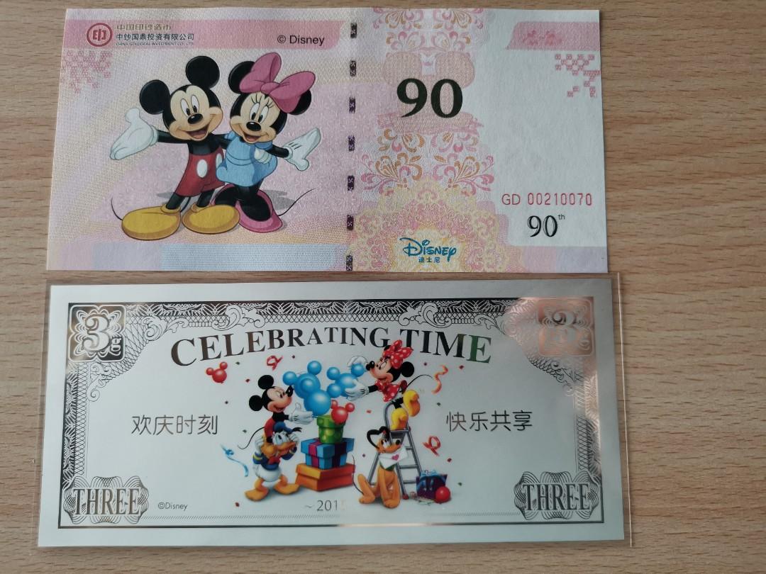 Disney 90th Celebrating Time 3g 99.9 pure silver banknote 纪念钞, Hobbies ...