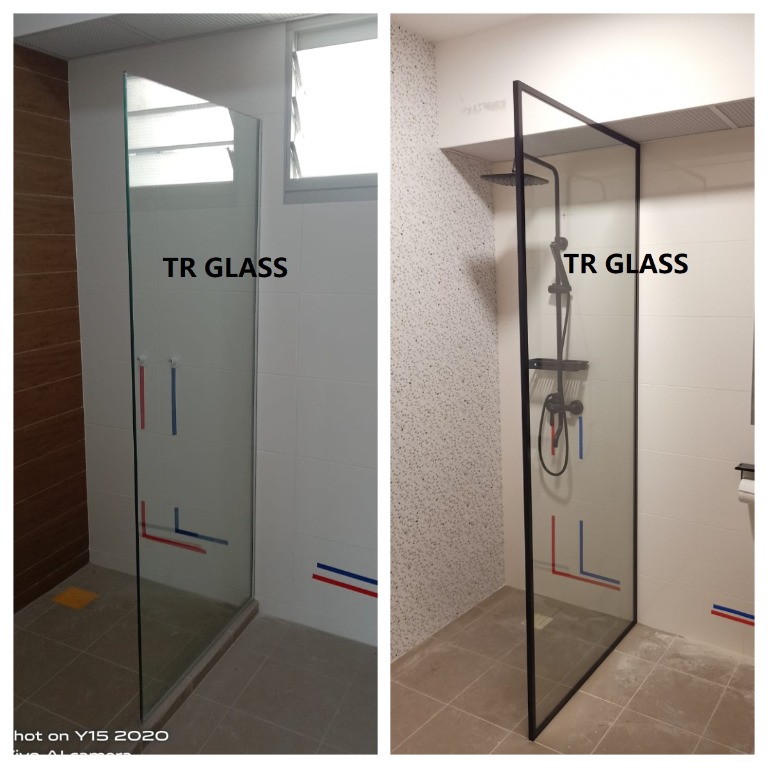 Frameless Shower Screen Fix Panel Text 83114292, Furniture & Home ...