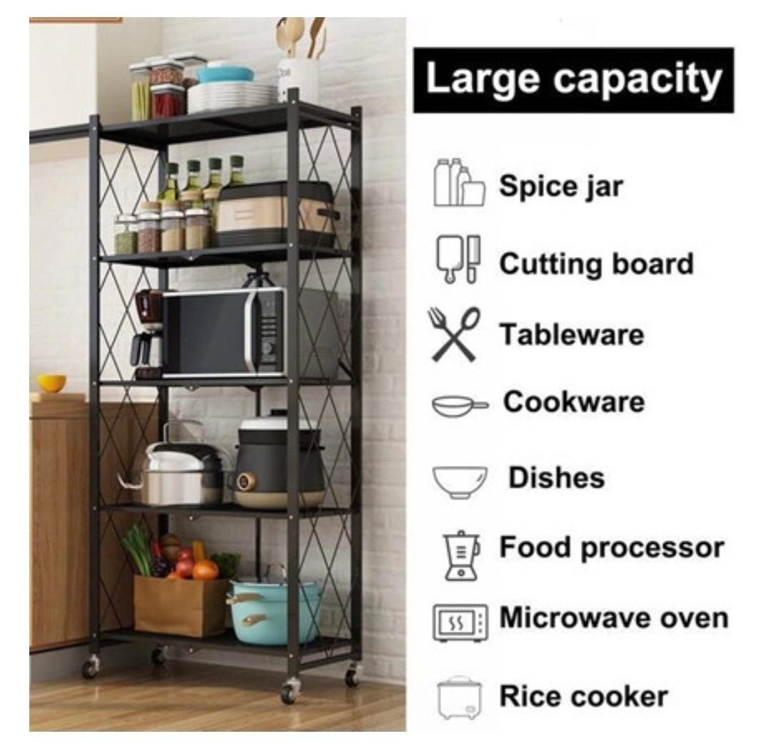 Folding Rack / Storage Rack / Kitchen Rack / Foldable Rack with Wheel ...