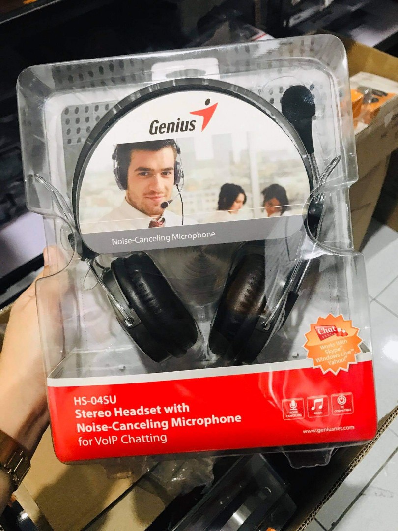 Genius HS-04SU Headset With Noise Cancellation Microphone Dual Jack ...